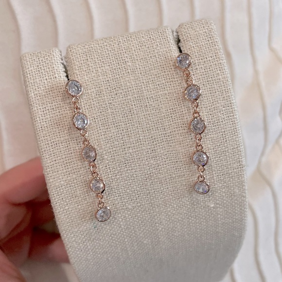 Jewelry | Rose Gold Dripping Diamond Earrings Rose Gold Plated | Poshmark